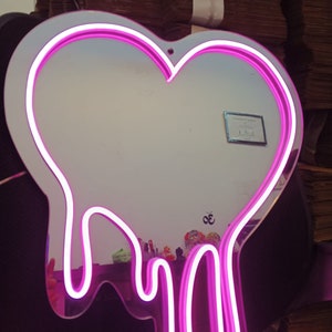 Bleeding Heart Led Neon Mirror Sign | Melting Heart Makeup Mirror Neon ...