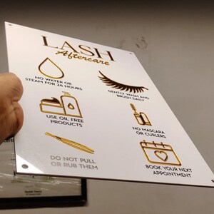 Lash Aftercare Advice Sign Acrylic Sign Salon Sign Aesthetics Aftercare ...