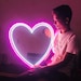 Heart Shape LED Neon Mirror for Room Decoration, Makeup Mirror Neon ...