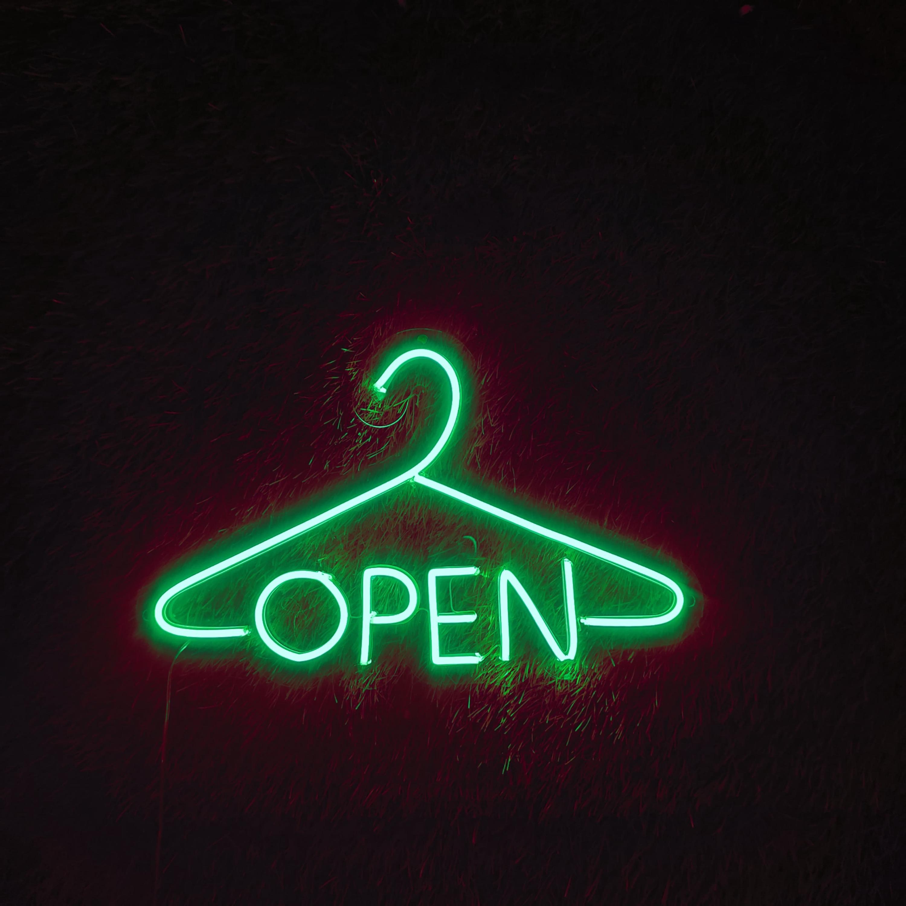 Hanger Open Neon Sign, Neon Sign Hanger, Showroom With LED Open Sign ...
