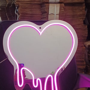 Bleeding Heart Led Neon Mirror Sign | Melting Heart Makeup Mirror Neon ...