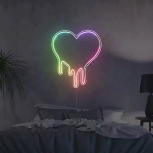 Bleeding Heart Neon Sign Bedroom Wall Decor, Dripping Melting Heart ...
