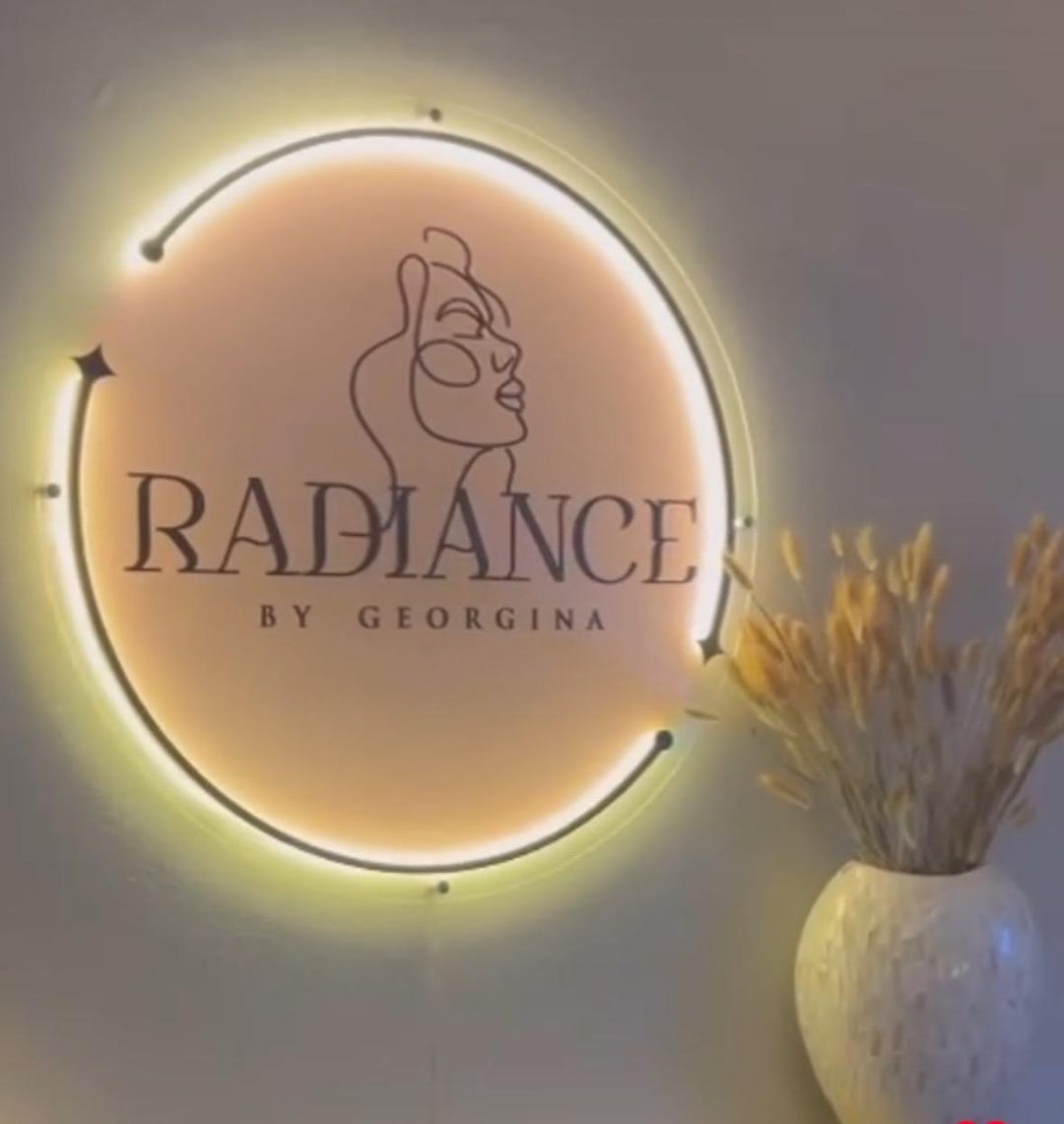3D Acrylic Salon Sign, Round Business Logo Sign, Custom Backlit Sign ...