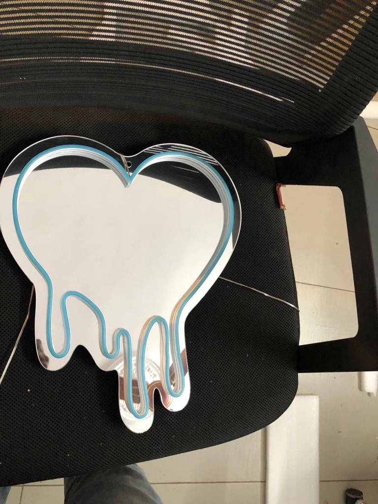 Bleeding Heart Led Neon Mirror Sign | Melting Heart Makeup Mirror Neon ...