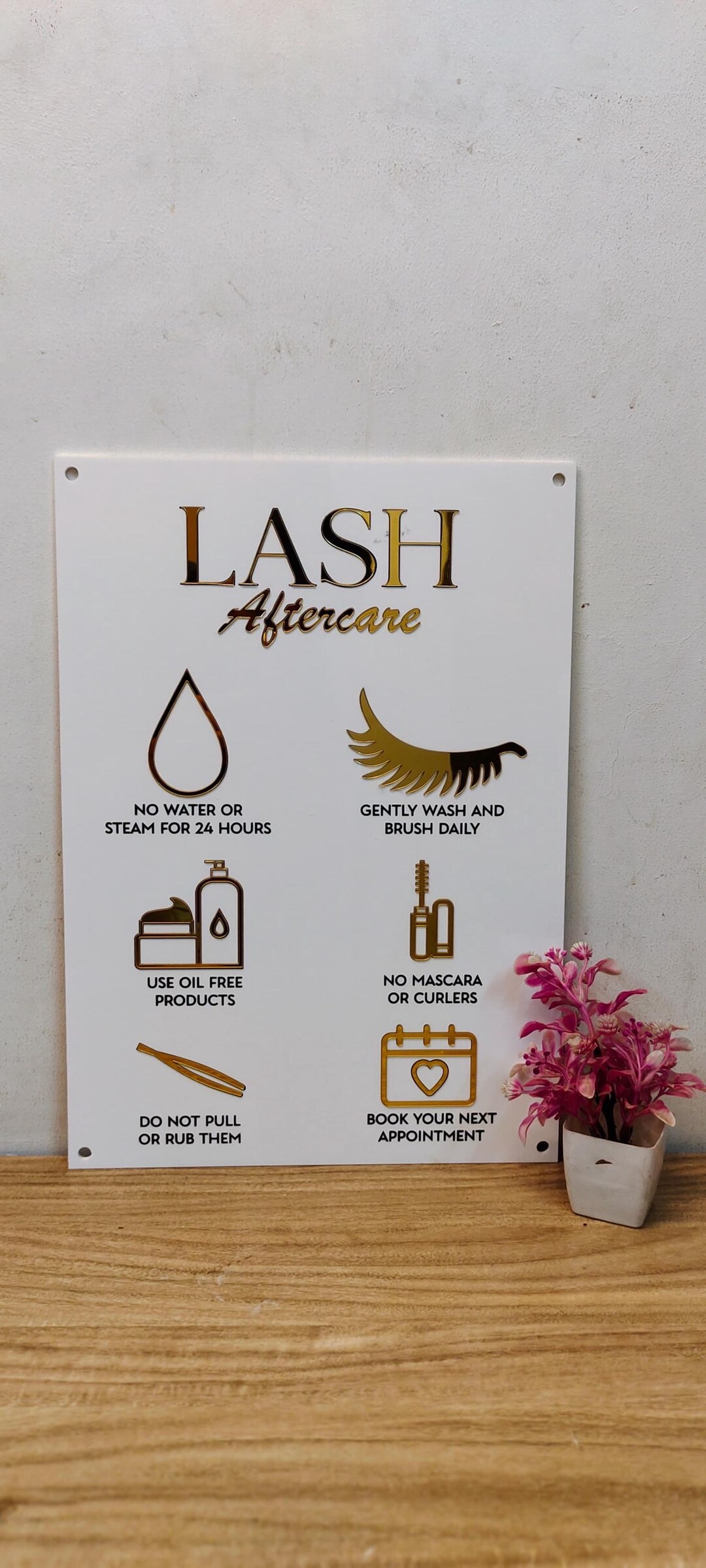 Lash Aftercare Advice Sign Acrylic Sign Salon Sign Aesthetics Aftercare ...