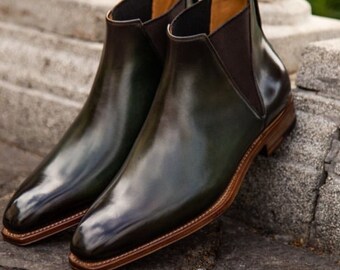 Handmade Leather Patina Shaded Ankle Boots for Men's - Etsy