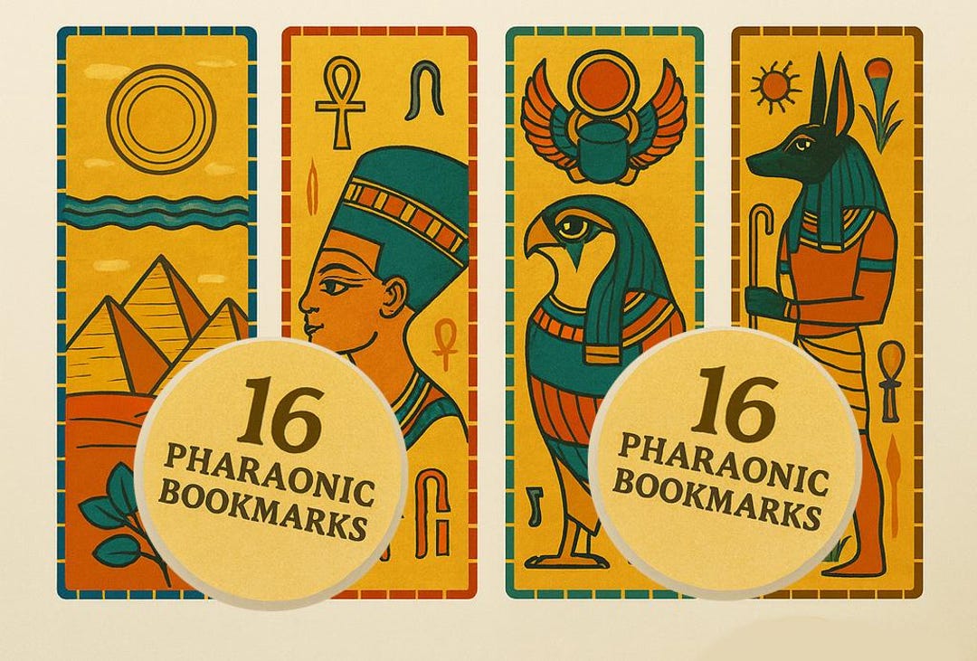 16 Colorful Pharaonic Bookmarks – Ancient Egypt-inspired Art for Book ...