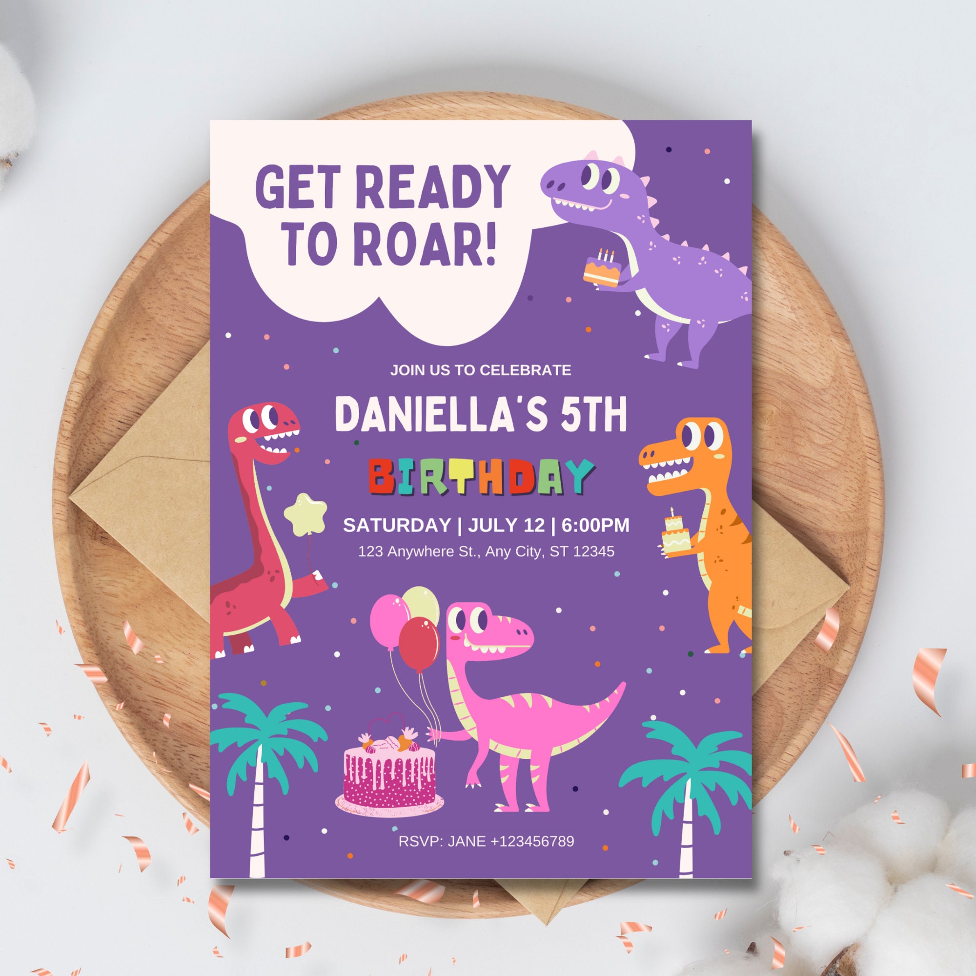 Dinosaurs Theme Birthday Invitation Editable Dinosaurs - Etsy