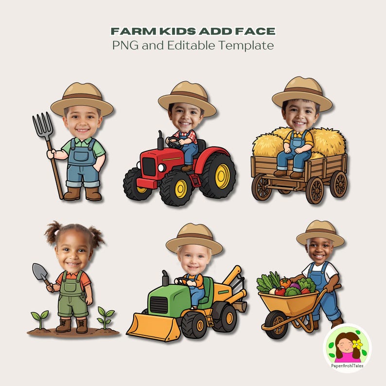 Farm Kids Add Photo, Bulletin Board Decor, Party Decors, Cut and Paste ...