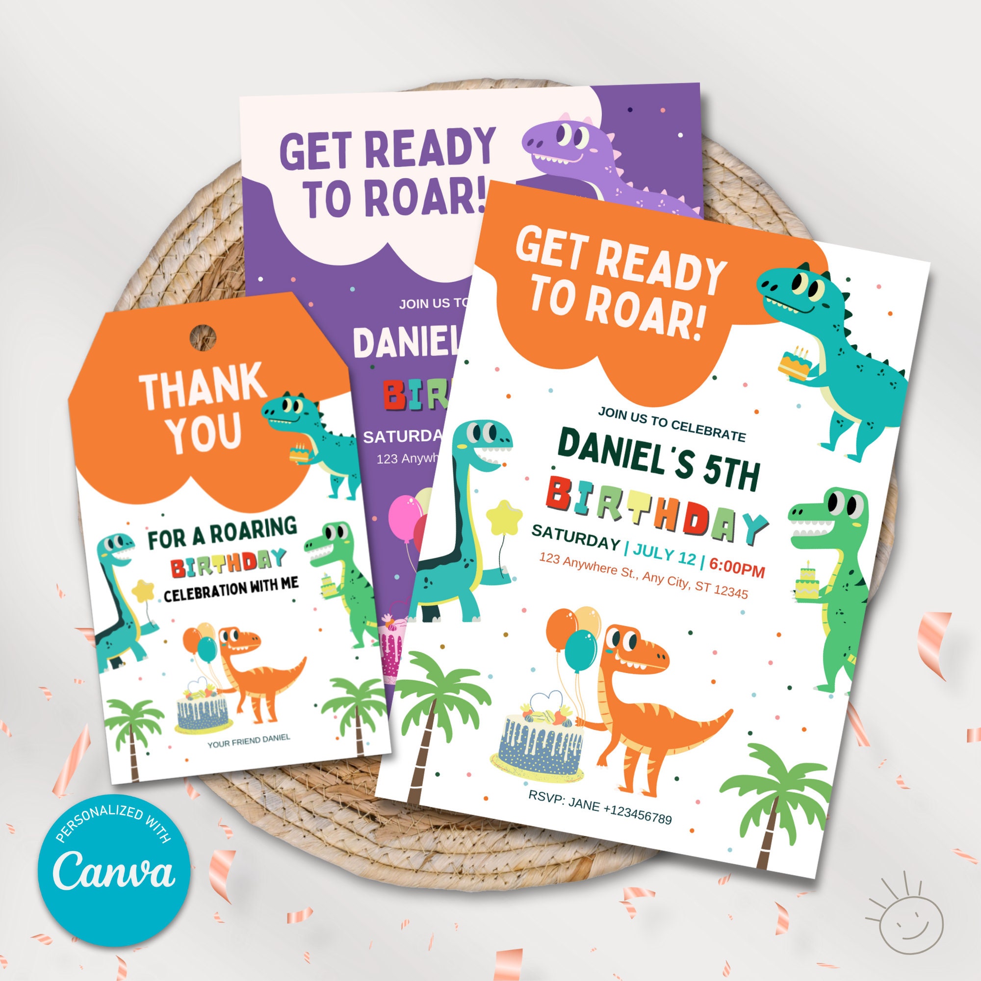 Dinosaurs Theme Birthday Invitation Editable Dinosaurs - Etsy