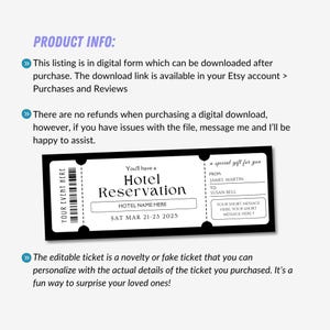Hotel Reservation Voucher, Editable Hotel Stay Ticket Template ...