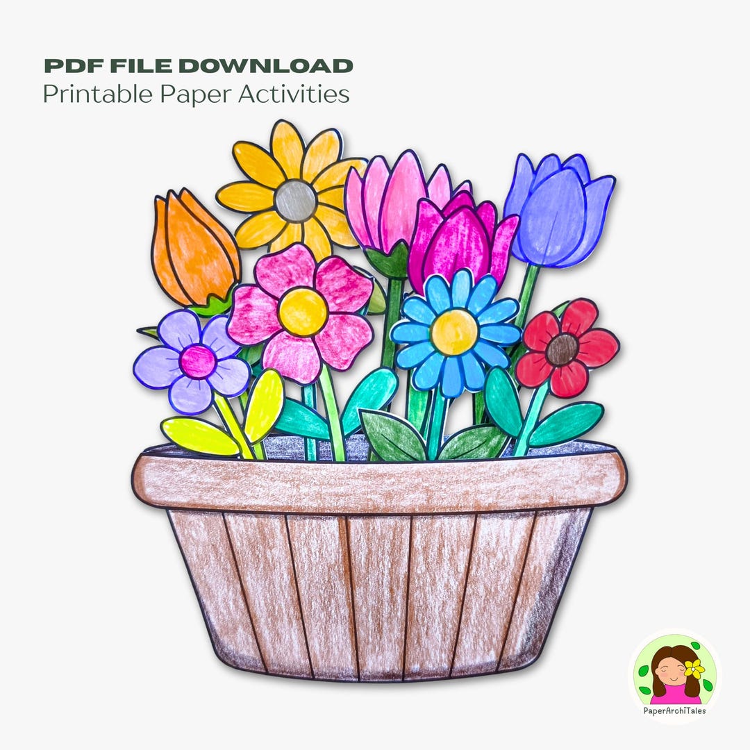 Spring Paper Craft: Build a Flower Planter Activity for Kids, - Etsy