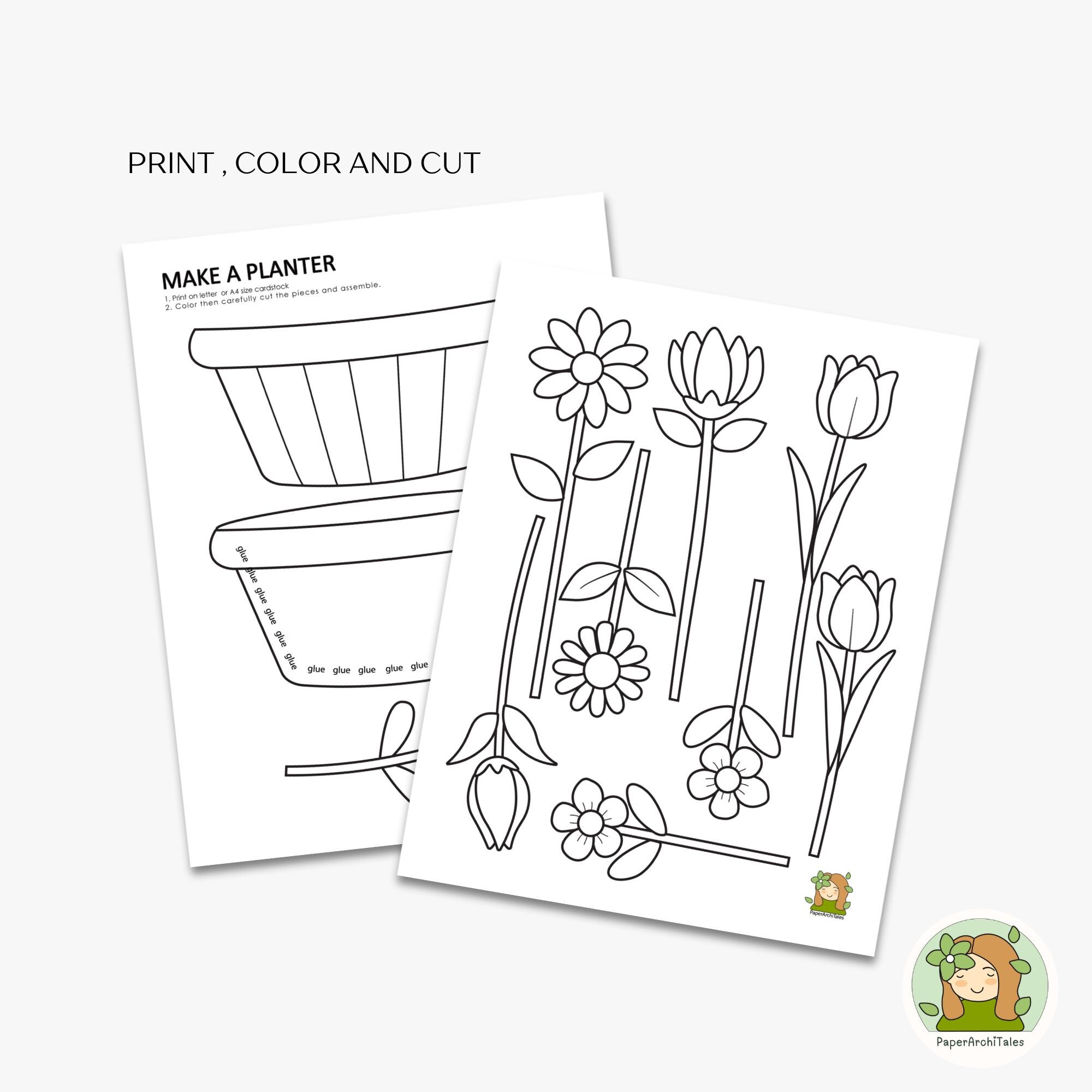 Spring Paper Craft: Build a Flower Planter Activity for Kids, - Etsy