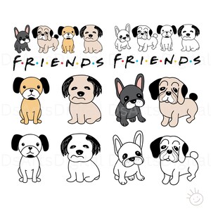 Cute Dogs Svg and Png, Dog Friends Svg, Dogs Png, Funny Dogs Clipart ...