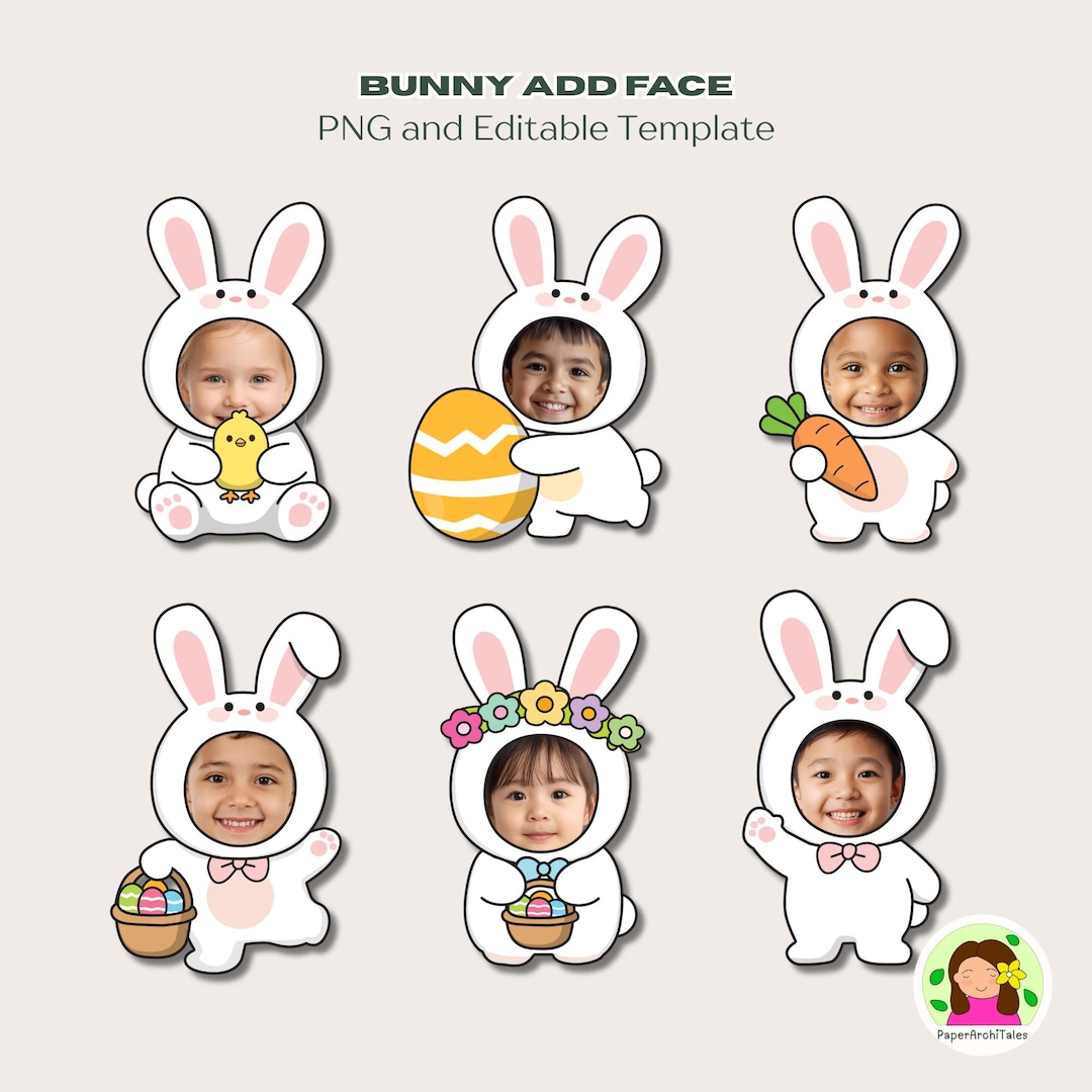 Easter Bunny Add Face, Bulletin Board Decor, Easter Craft, Canva Edit ...