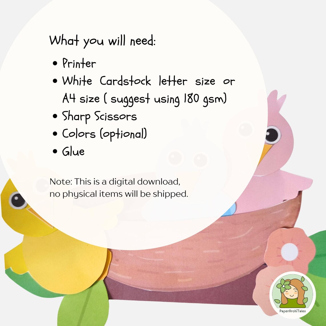 DIY Paper Bird's Nest Craft Template: Printable Activity (PDF) - Etsy