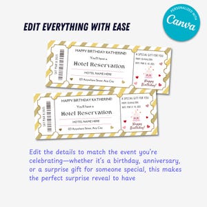 Hotel Stay Gift Ticket, Editable Hotel Reservation Ticket Template ...