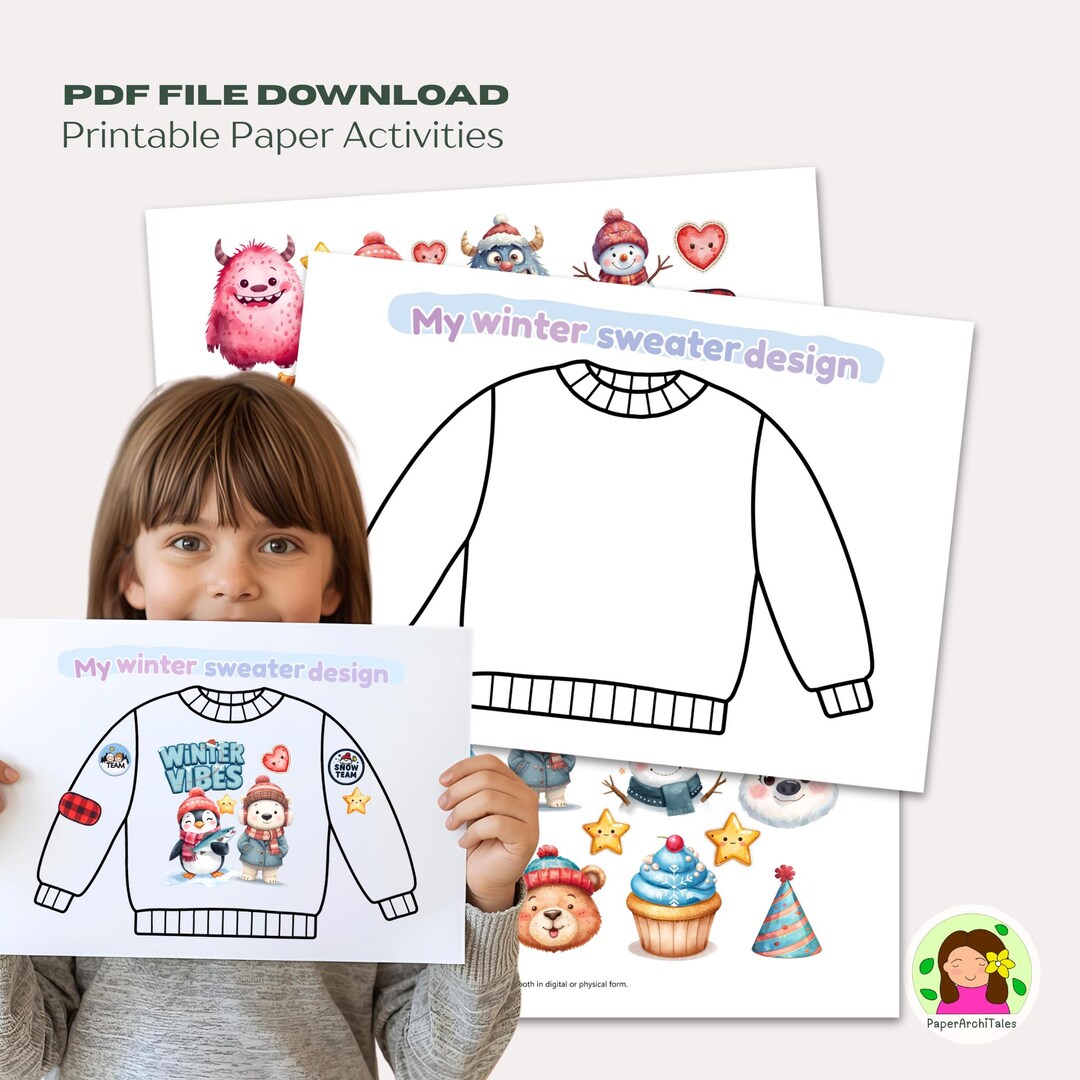 Easy Cut and Paste Paper Activity for Kids - Design a Winter Sweater ...