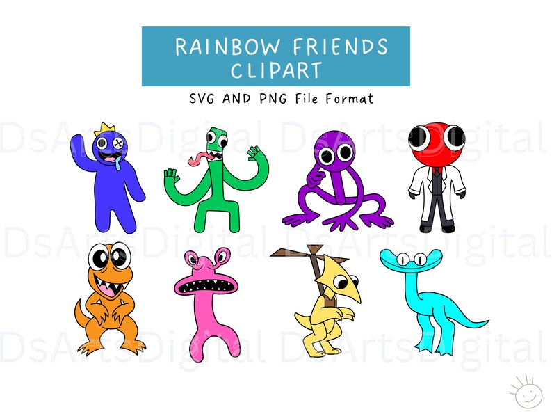 Rainbow Friends SVG and PNG File Rainbow Friends Bundle All 8 - Etsy