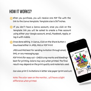 Editable Rainbow Friends Birthday Invitation Template, Rainbow Friends ...