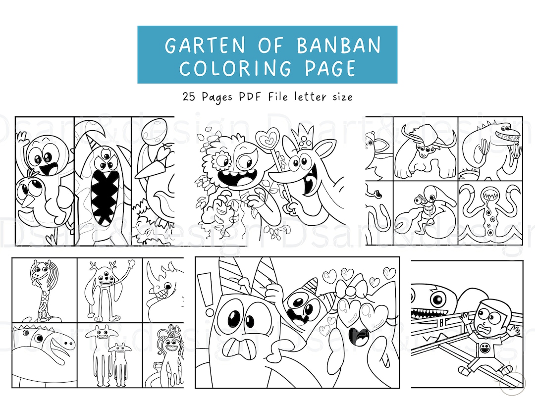 25 Pages Garten of Banban PDF Coloring Page Ready to Print - Etsy UK