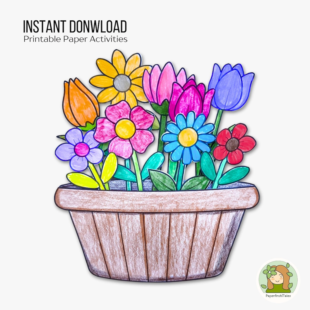 Build a Planter Activity, Flower Arrangement Paper Craft, Spring Paper ...