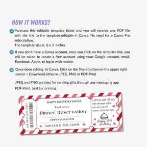 Dinner Reservation Ticket, Dinner Date Gift Surprise, Dinner ...