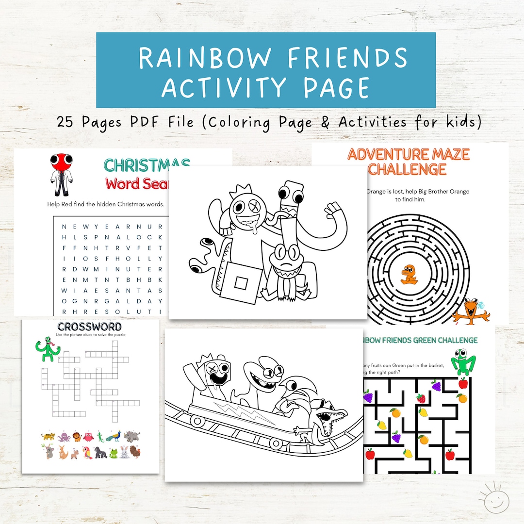 Rainbow Friends Coloring Page and Activities 25 Pages PDF File Ready to ...