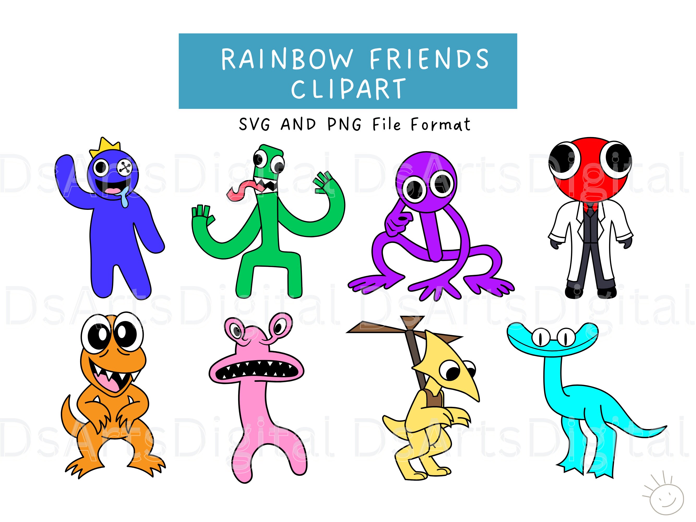 Rainbow Friends SVG and PNG File Rainbow Friends Bundle All 8 - Etsy UK