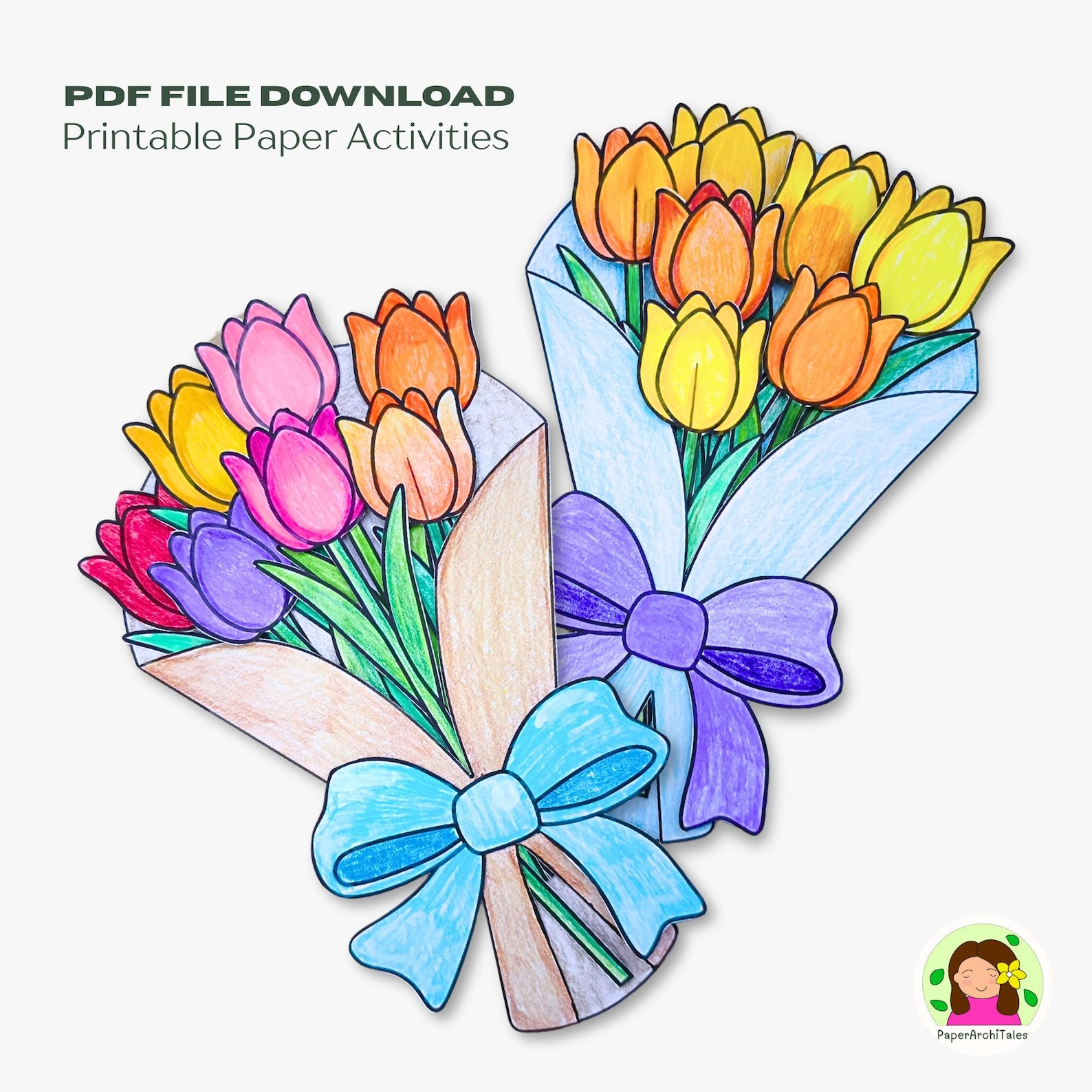 Make a Tulip Bouquet Paper Craft: Easy and Fun Printable Paper Activity ...