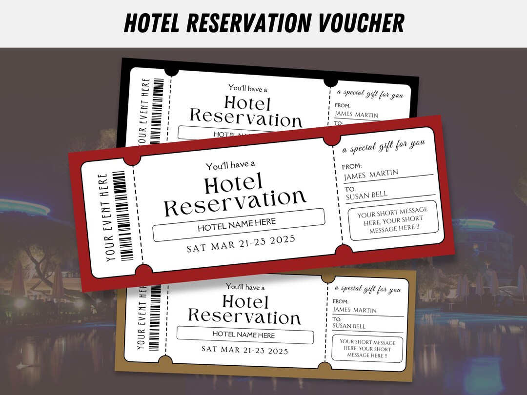 Hotel Reservation Voucher, Editable Hotel Stay Ticket Template ...