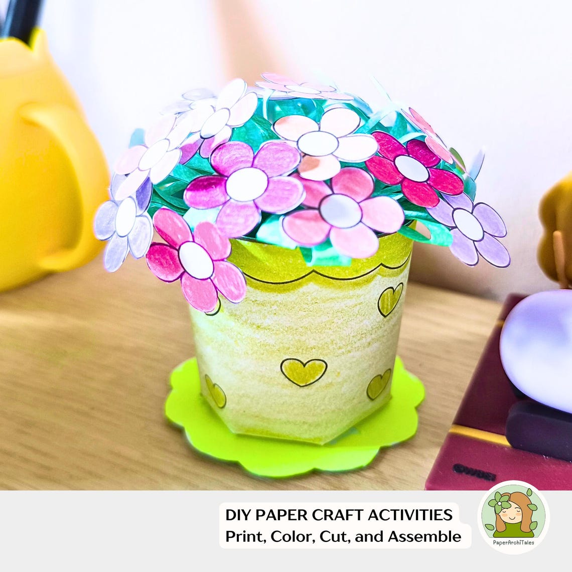 Easy Paper Flower Craft Template: DIY Printable (PDF) - Etsy