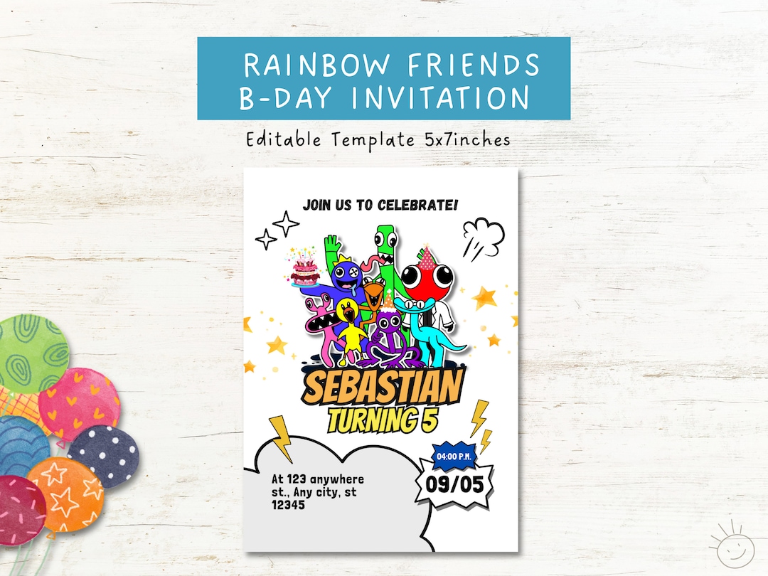 Editable Rainbow Friends Birthday Invitation Template Rainbow - Etsy
