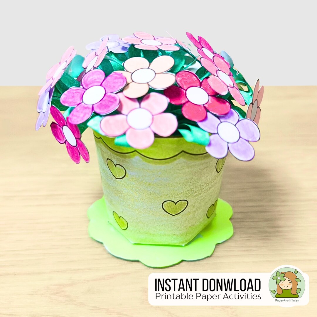 Easy Paper Flower Craft Template, DIY Paper Flower Printable, Paper ...