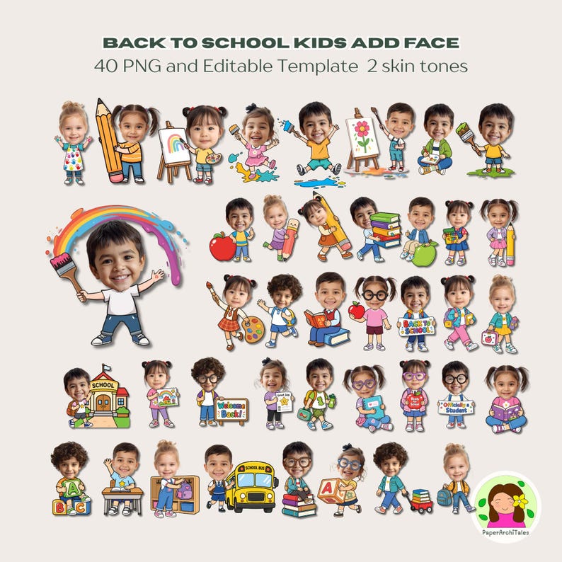 Back to School Add Face Bundle, Bulletin Board & First Day of School ...