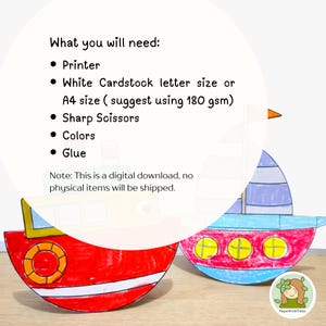 Rocking Boat Paper Craft Template: Kids Printable Activity (PDF) - Etsy