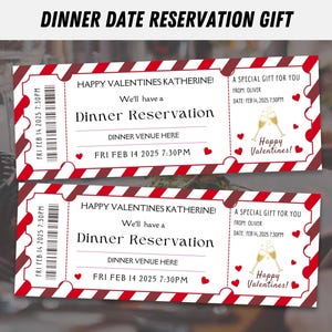 Valentine Dinner Reservation Ticket, Dinner Date Surprise, Dinner ...