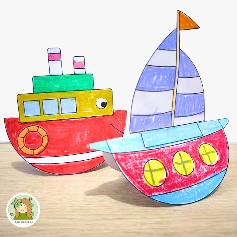Rocking Boat Paper Craft Template: Kids Printable Activity (PDF) - Etsy