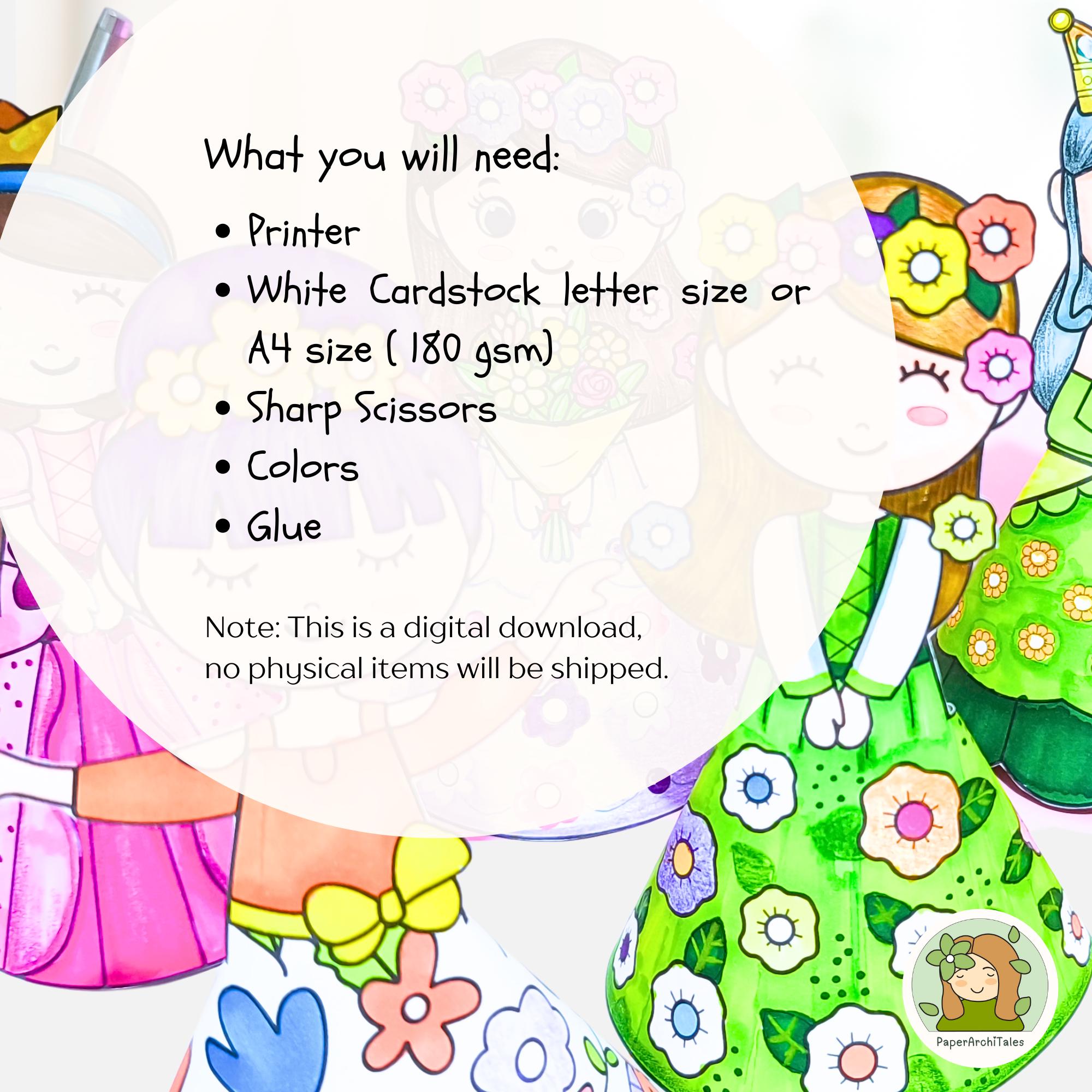 Spring Paper Doll Craft, Kids Printable Coloring and Craft Activity ...