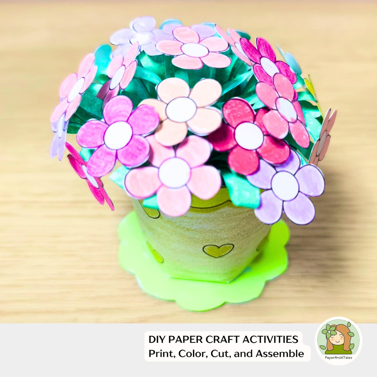 Easy Paper Flower Craft Template: DIY Printable (PDF) - Etsy