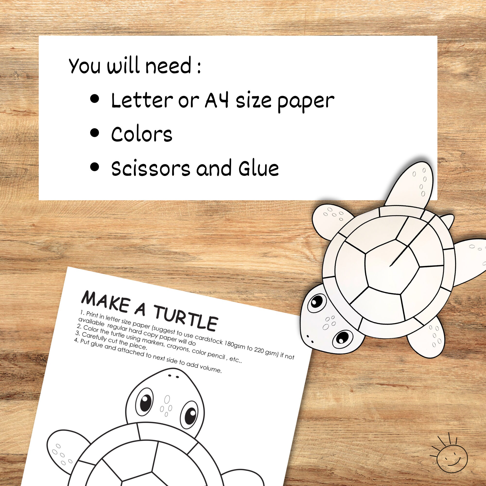 Paper Turtle Craft Kids Activity, Make a Turtle Paper Craft , Turtle ...