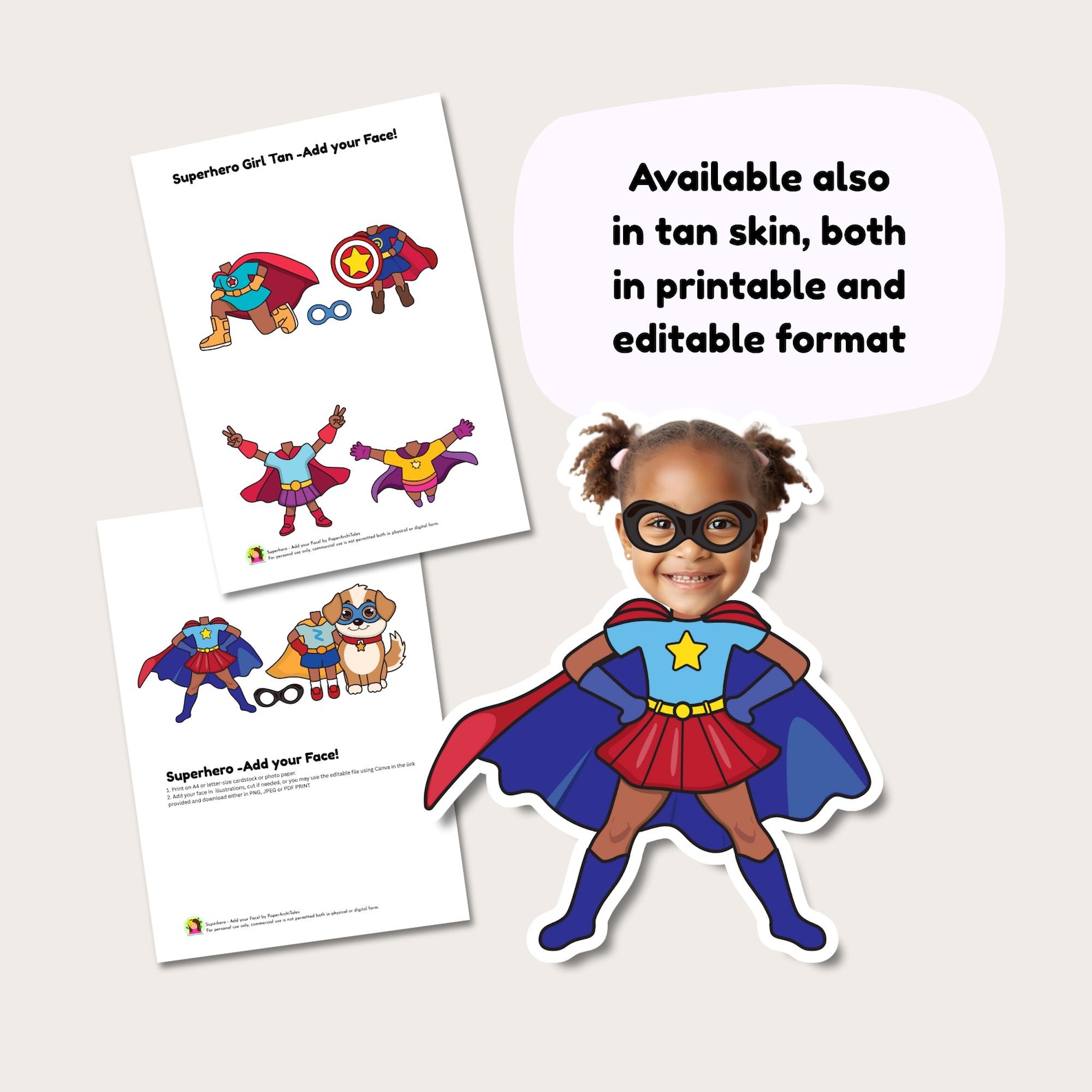 Editable Girl Superhero Add Face, Bulletin Board Decor, Character ...