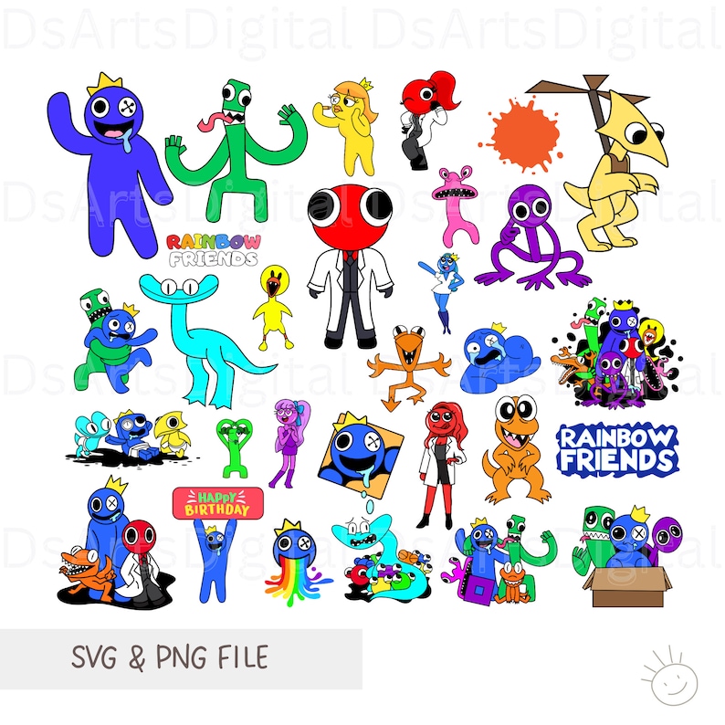 Rainbow Friends SVG and PNG file, Rainbow Friends bundle all characters ...