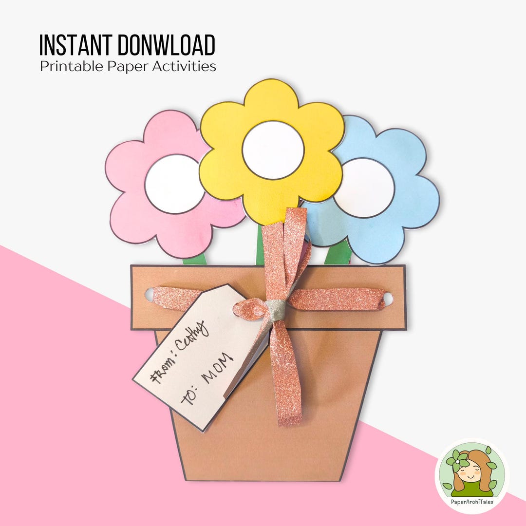 Mother's Day Greeting Paper Craft for Kids, DIY Paper Flower Printable ...