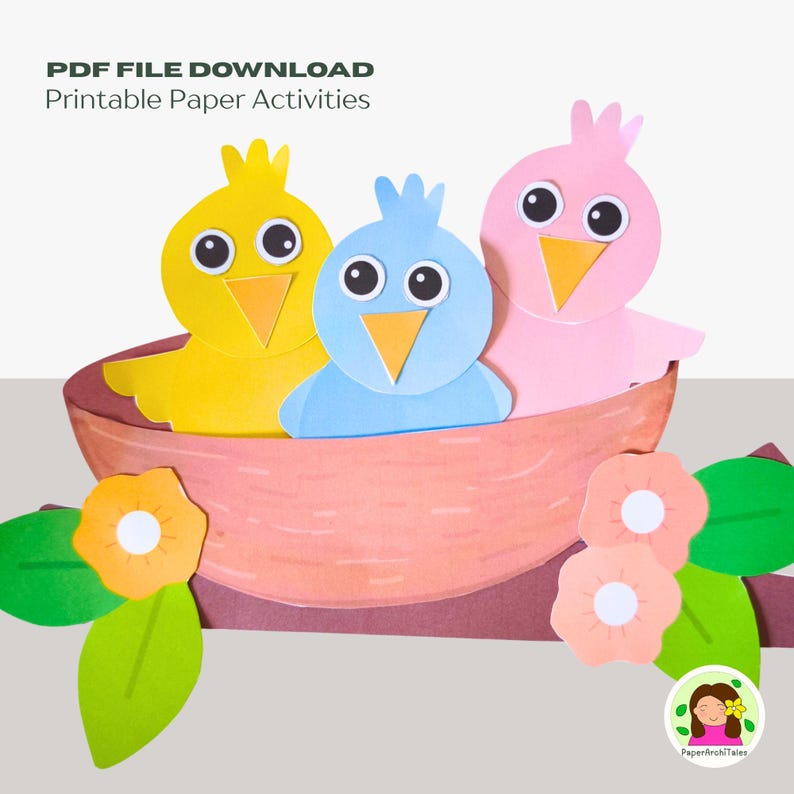 DIY Paper Bird's Nest Craft Template: Printable Activity (PDF) - Etsy