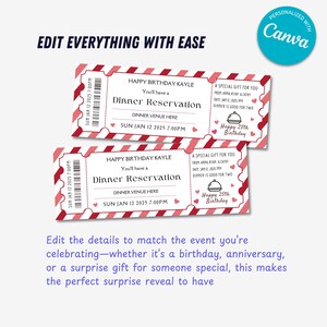 Dinner Reservation Ticket, Dinner Date Gift Surprise, Dinner ...