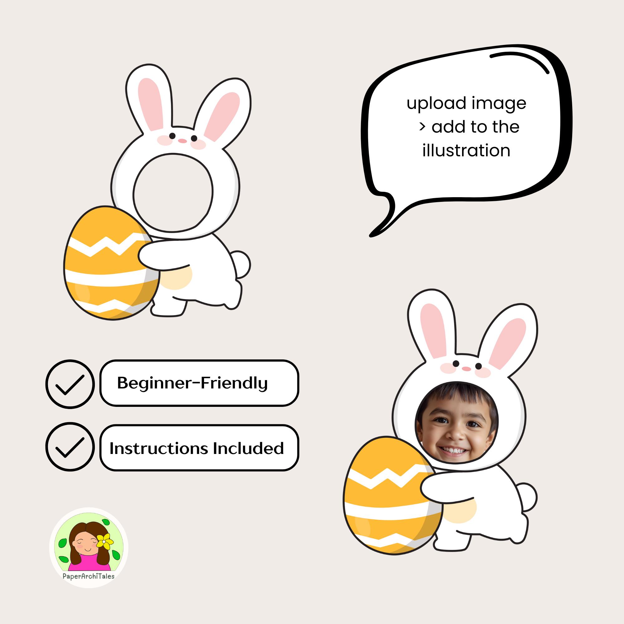Easter Bunny Add Face, Bulletin Board Decor, Easter Craft, Canva Edit ...