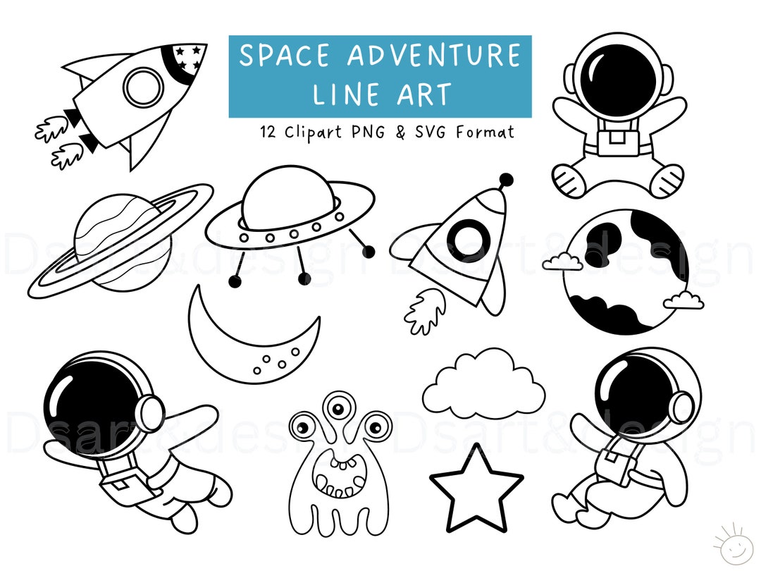 Space Svg Space Clipart Svg Bundle Spaceship Line Drawing - Etsy Australia