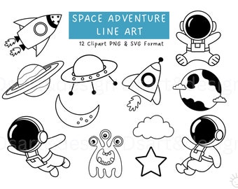 Outer Space SVG Space Clipart Celestial SVG Simple Black - Etsy Canada