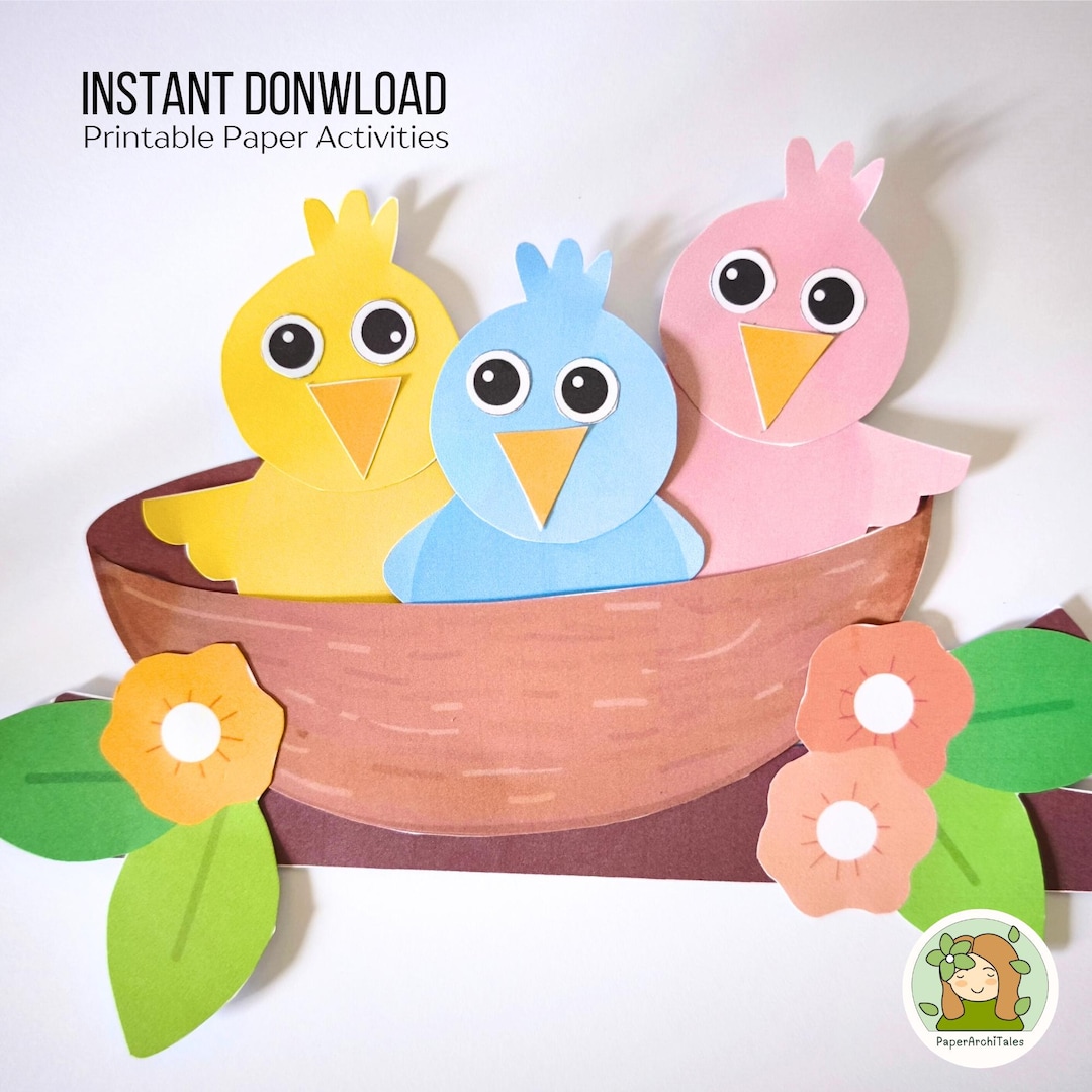 Build a Bird's Nest Craft Template, DIY Paper Birds Printable, Easy ...
